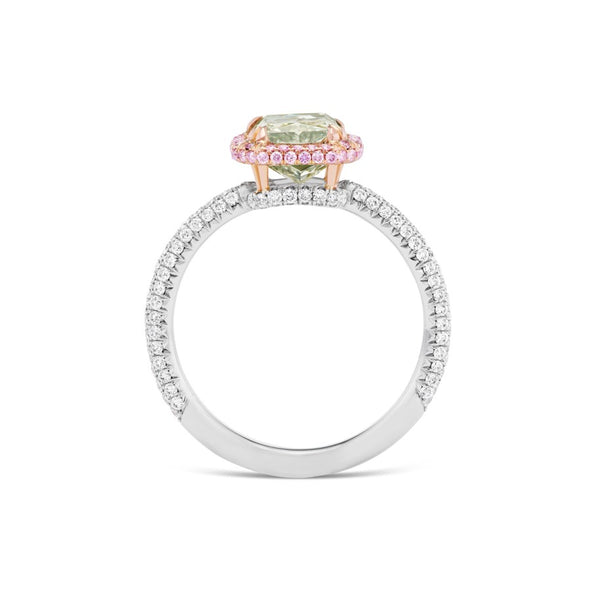 Stunning and Rare Natural Green Diamond Ring with Natural Pink Diamond ...